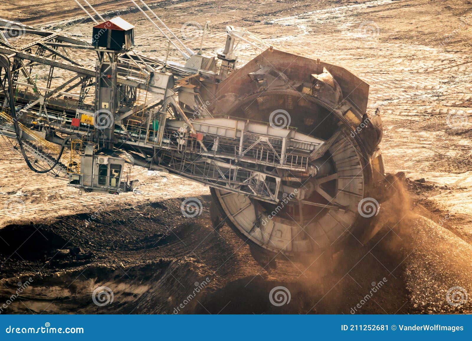 Large Bucket Wheel Excavator Mining Machine at Work in a Brown Coal ...