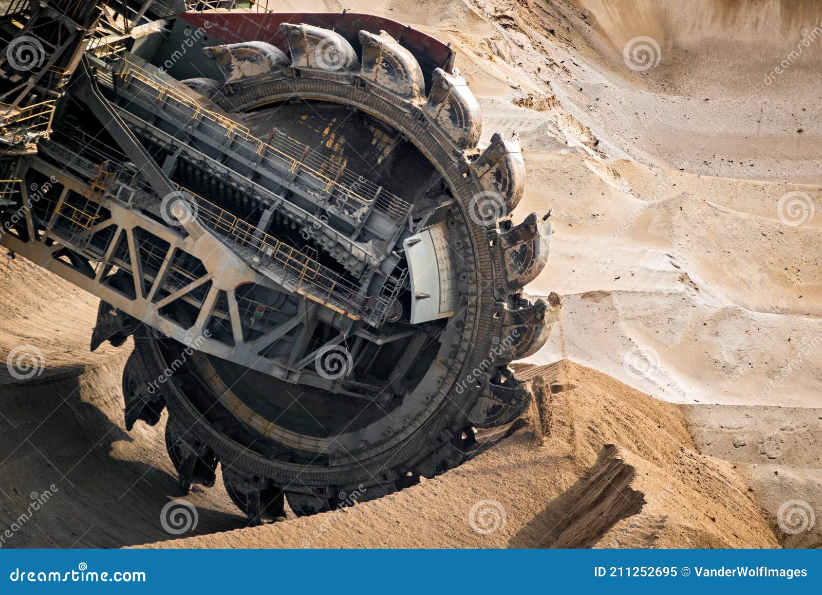 Large Bucket Wheel Excavator Mining Machine at Work in a Brown Coal ...