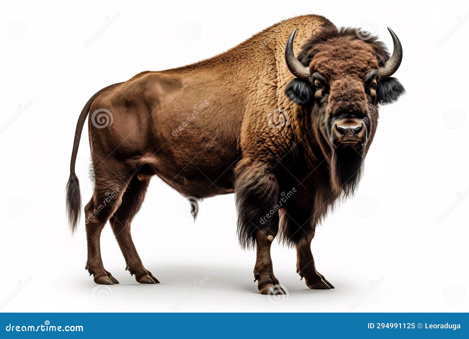 Large Buffalo Standing on White Background Stock Image - Image of ...