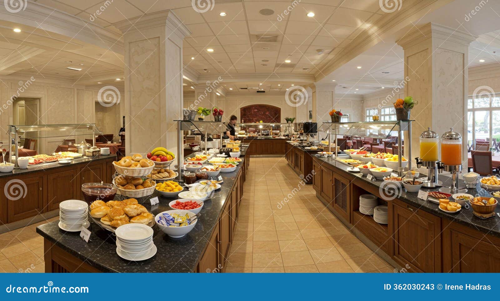 Large Buffet Setup in an Elegant Dining Area. Two Long Counters with ...