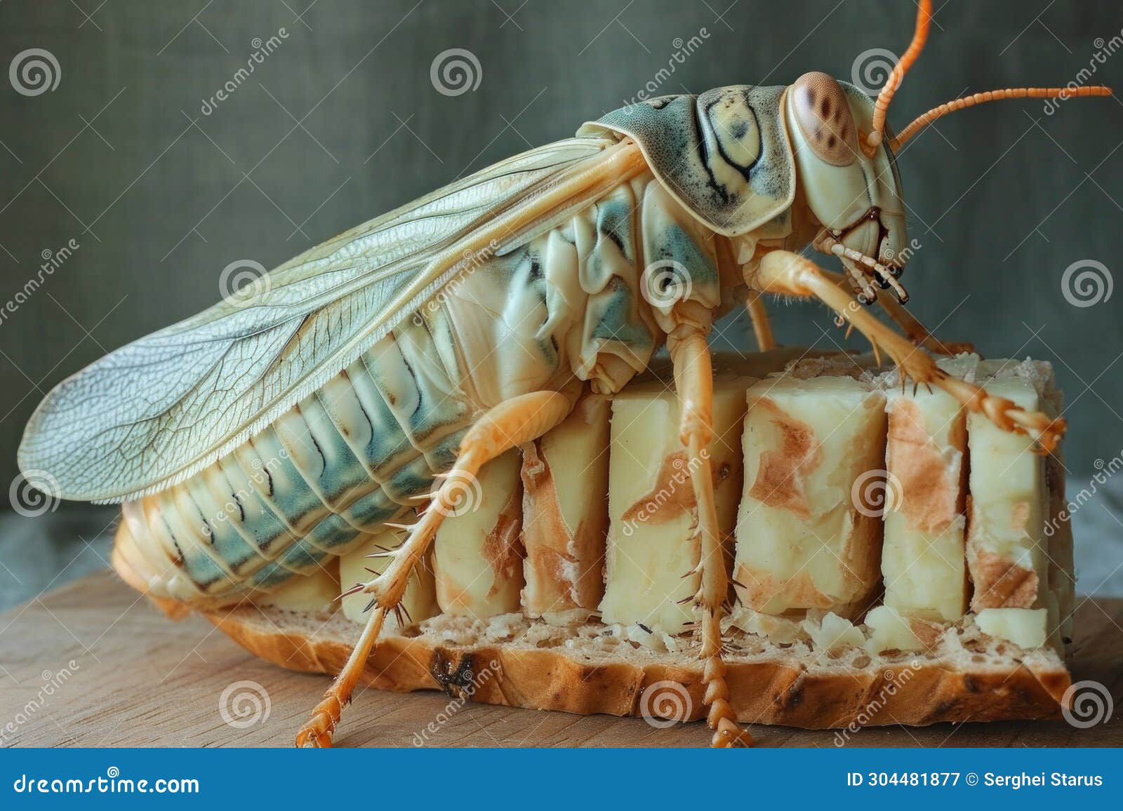 A Large Bug Sitting on Top of a Piece of Cheese, AI Stock Image - Image ...