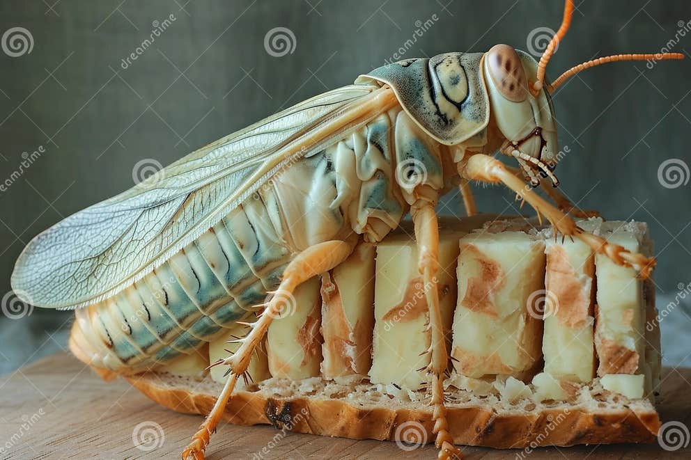 A Large Bug Sitting on Top of a Piece of Cheese, AI Stock Image - Image ...