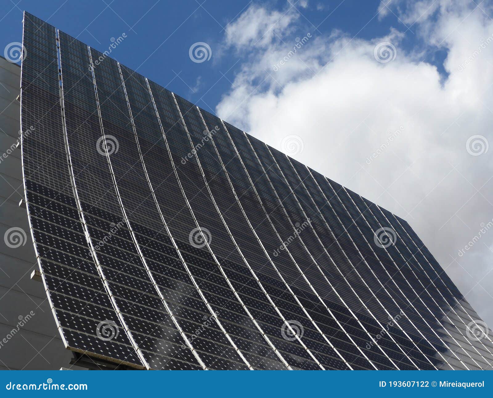 Large Building Facade with Solar Panels Stock Photo - Image of built ...