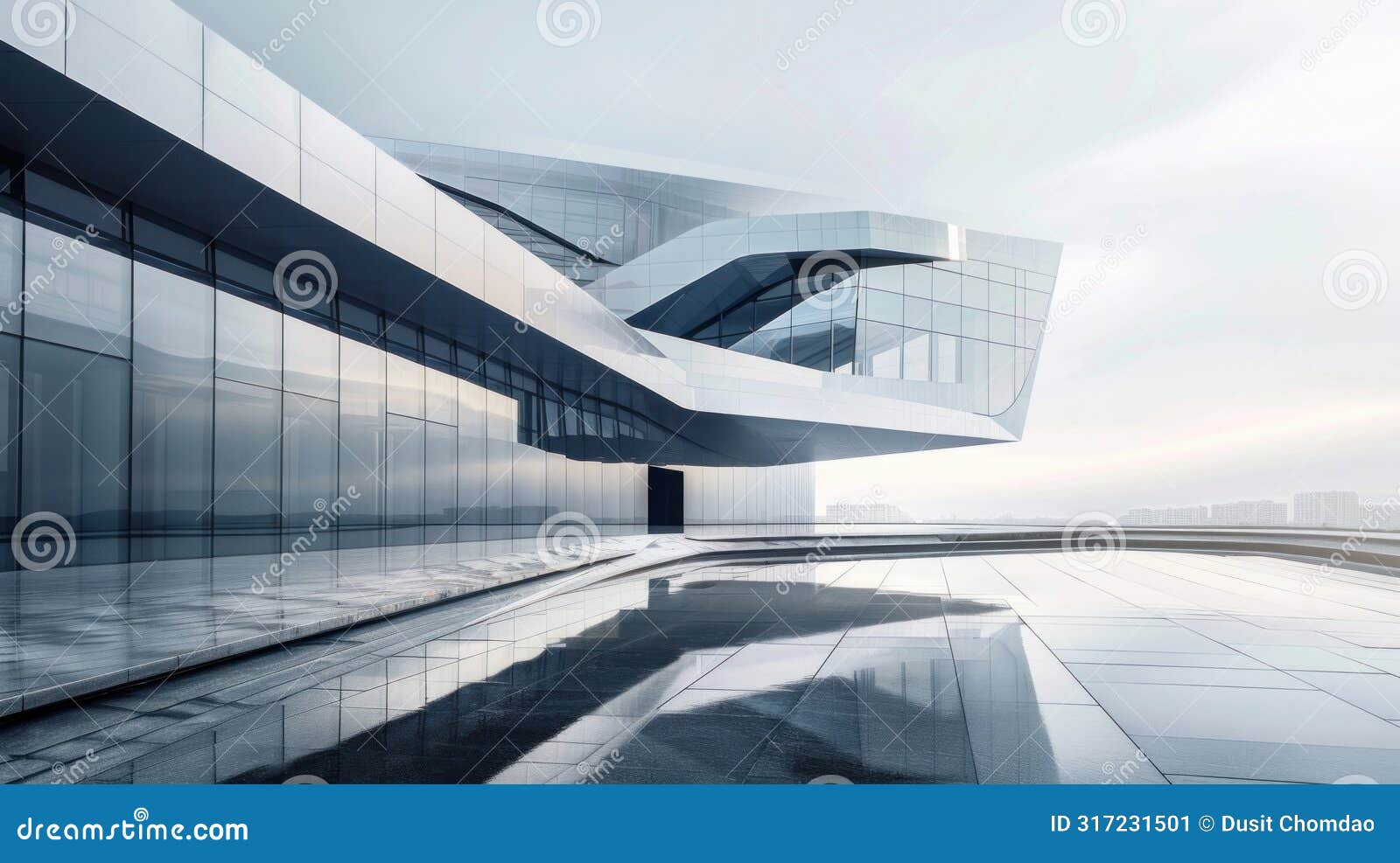 A Large Building with a Lot of Windows and a Slanted Roof Stock Image ...