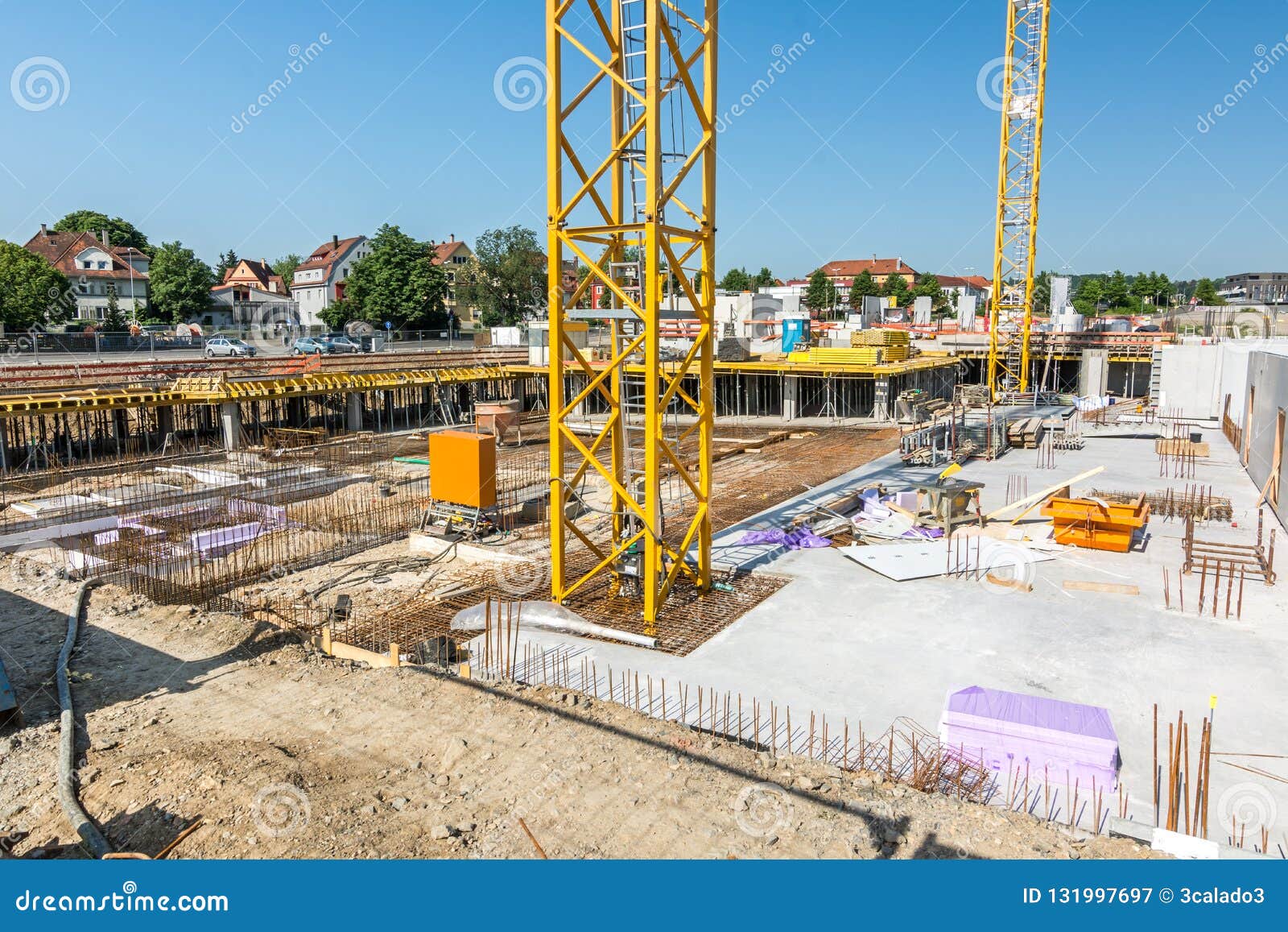 Building Site in the Summer Stock Image - Image of engineering, area ...