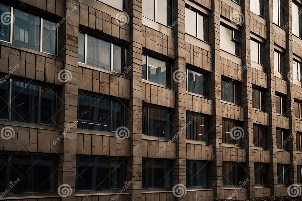 Large Building, with Textures and Materials Visible through the Windows ...