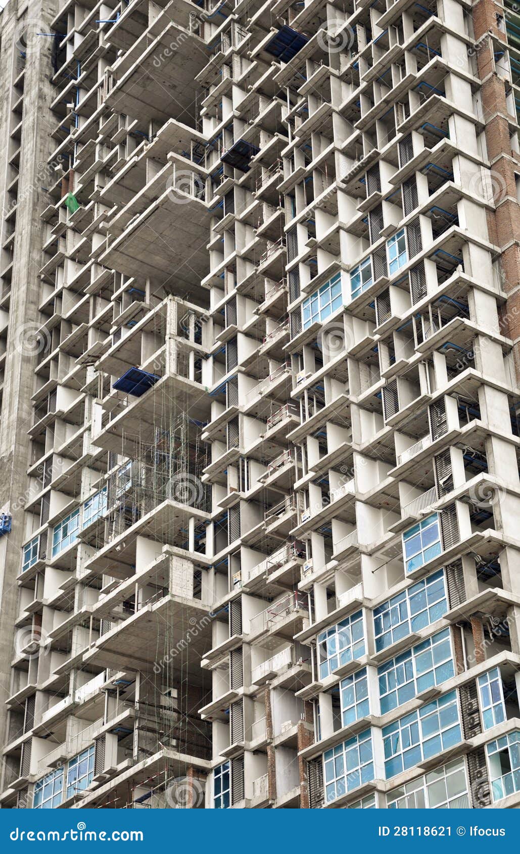 Large Building Under Construction Stock Image - Image of balconies ...