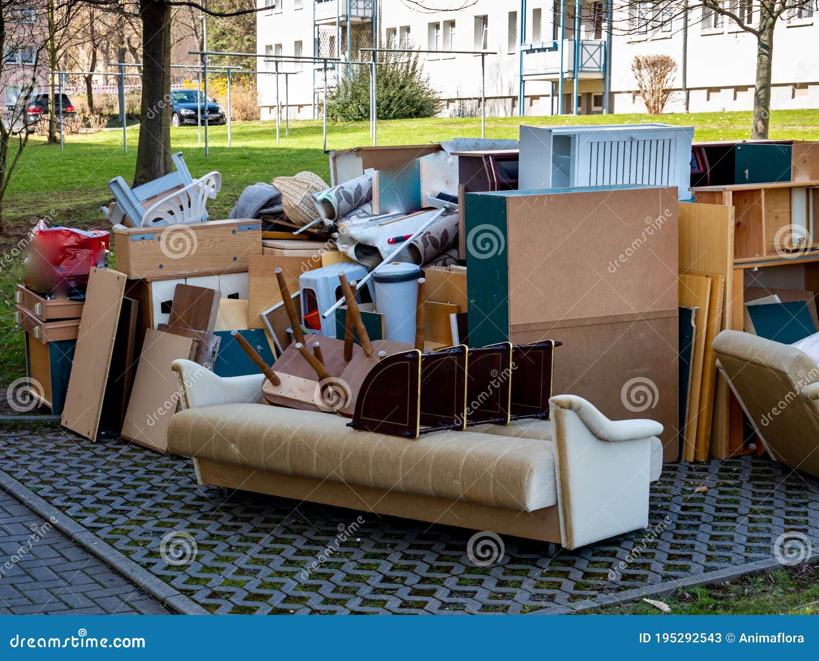 Large Bulky Waste Pile on the Street Stock Image - Image of recycling ...