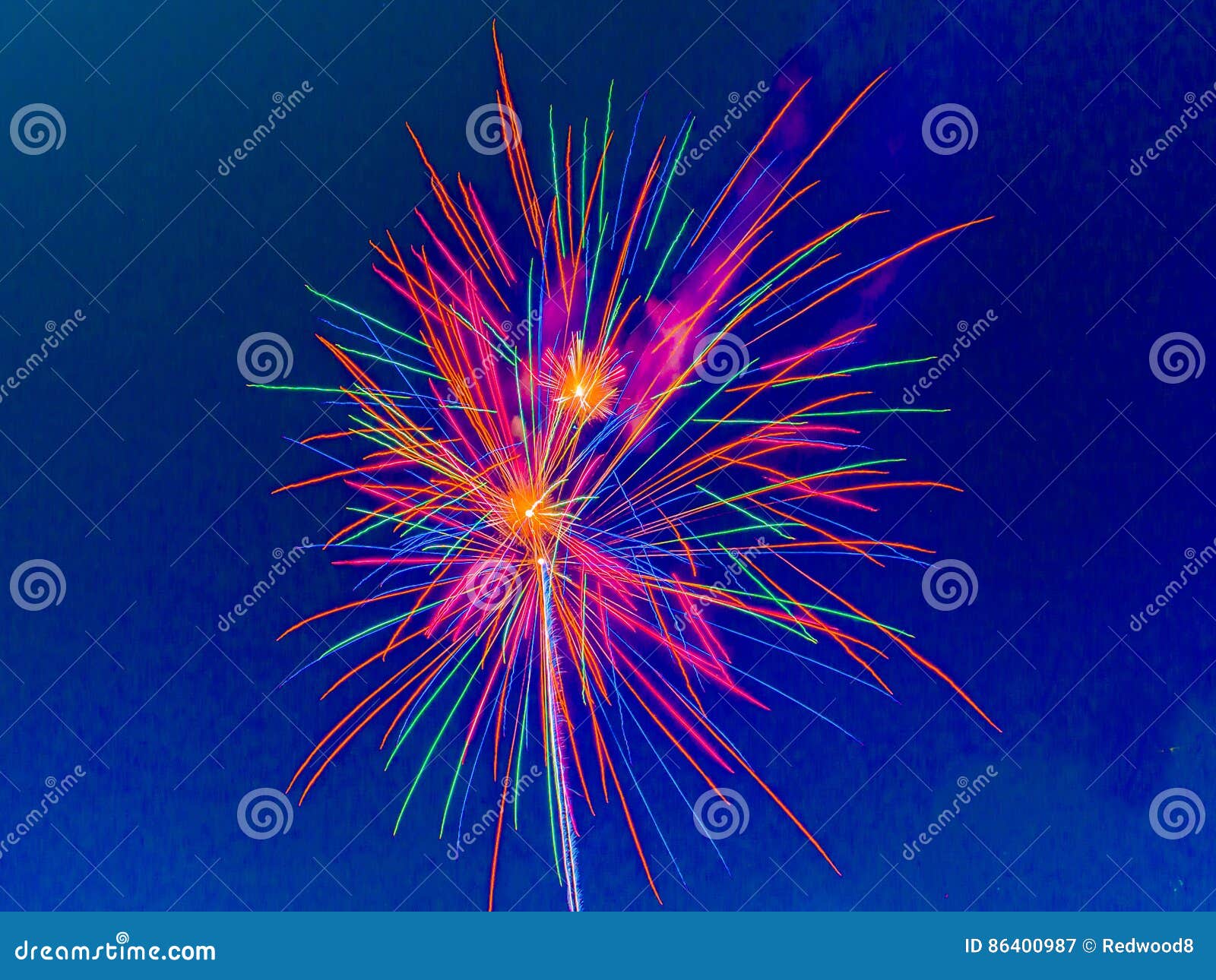 Fireworks on a Blue Background Stock Image - Image of fast, exploding ...