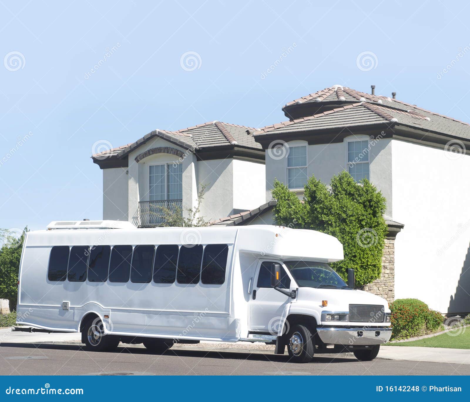Large Bus Picking Up from House Stock Photo - Image of mini, trip: 16142248