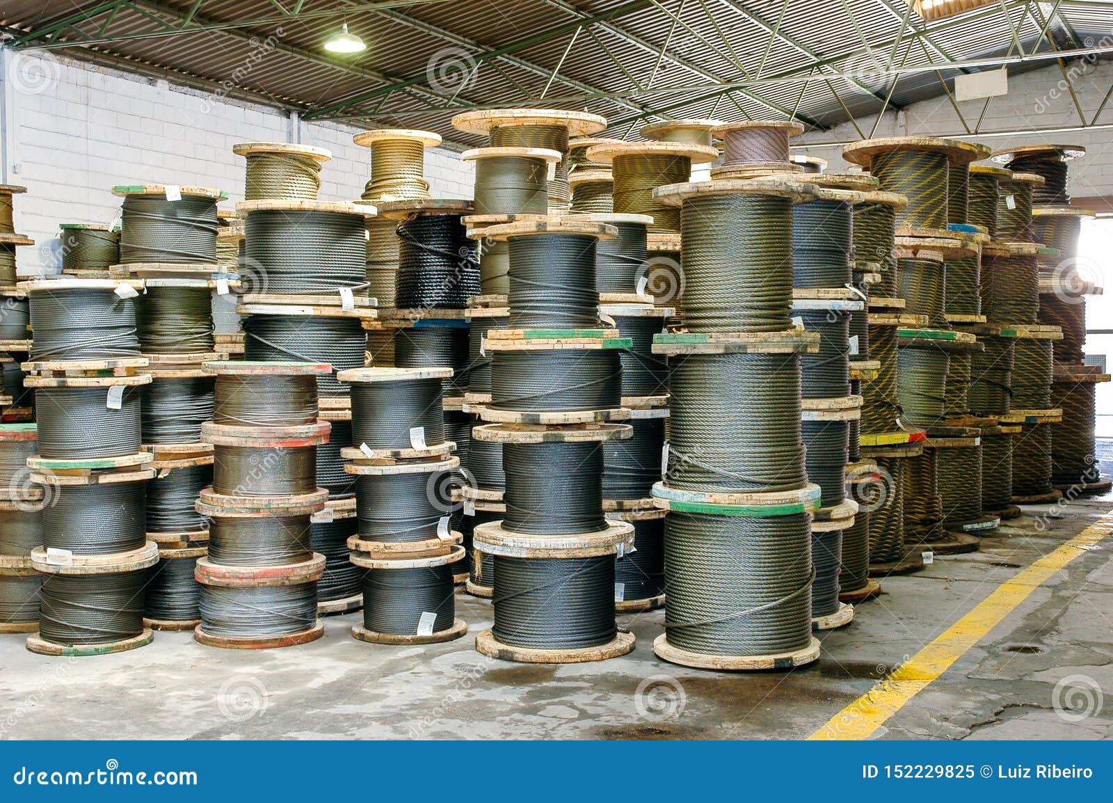 Large cable reels stocked stock image. Image of conductor - 152229825