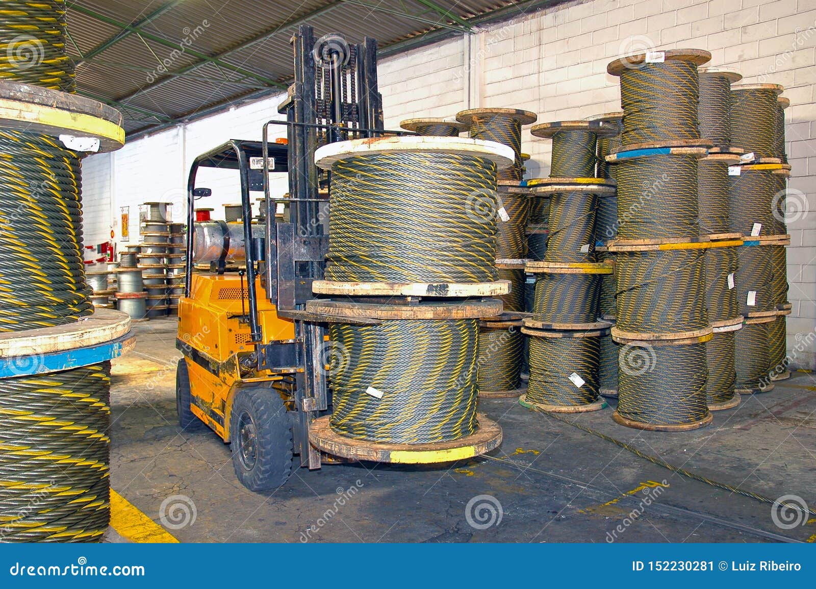 Large cable reels stocked stock image. Image of industry - 152230281