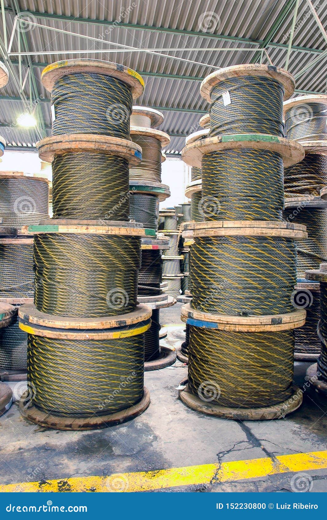 Large cable reels stocked stock photo. Image of line - 152230800