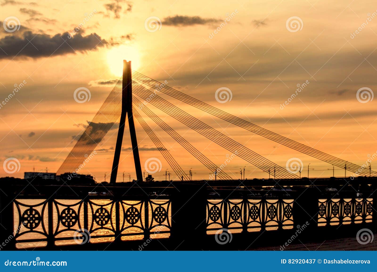 A Large Cable-stayed Bridge in Riga Editorial Photography - Image of ...