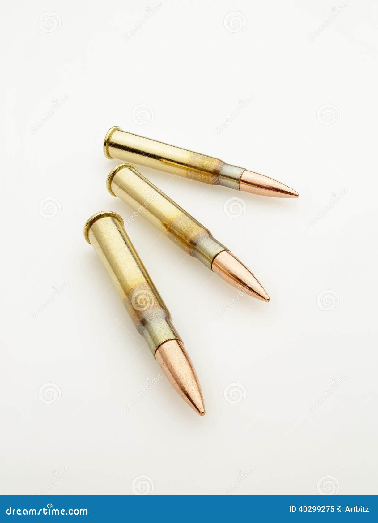 Large Caliber Bullets Catridges Isolated on White Stock Image - Image ...