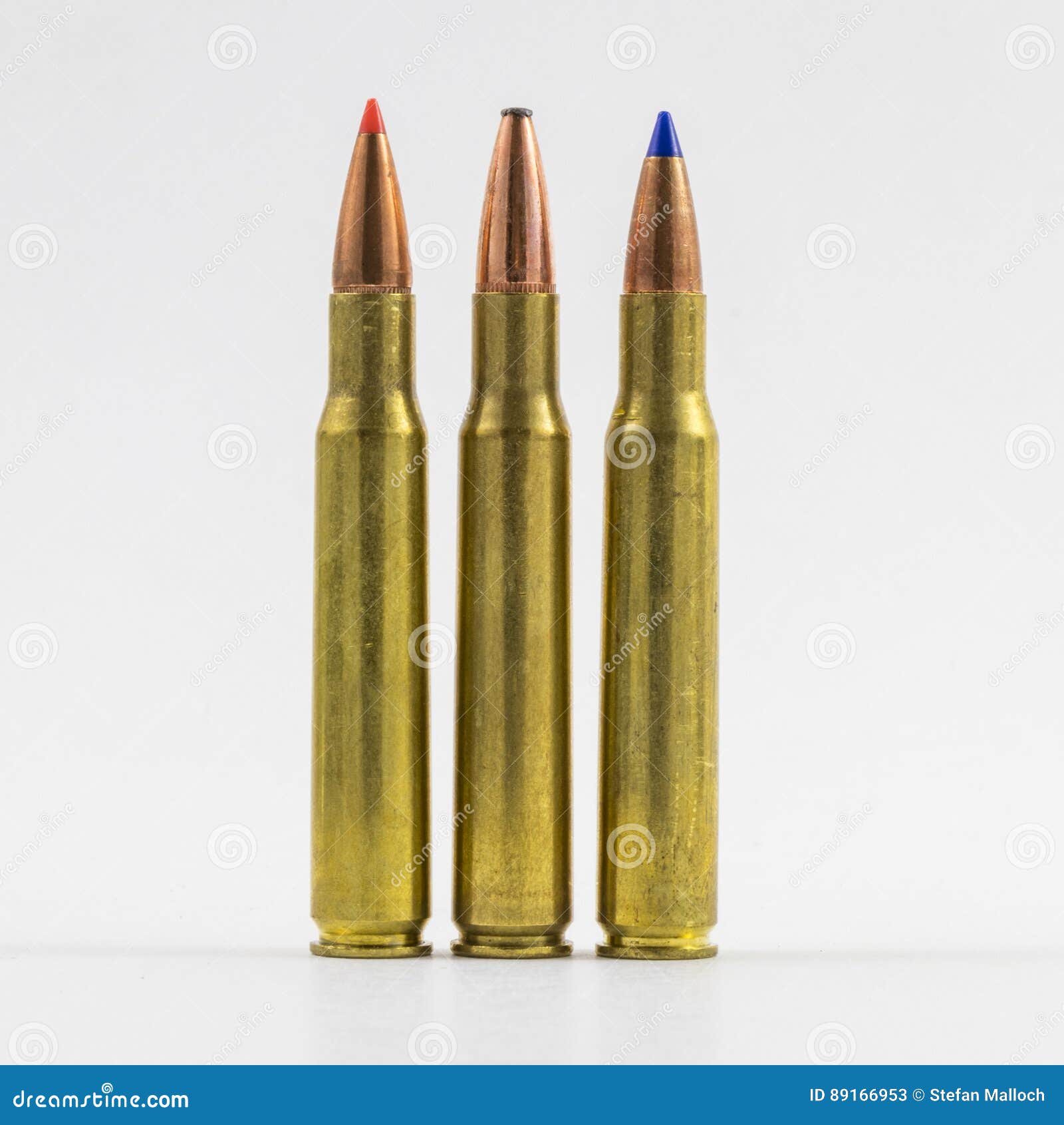 Large Caliber Bullets Three Types Stock Image - Image of lead, assault ...
