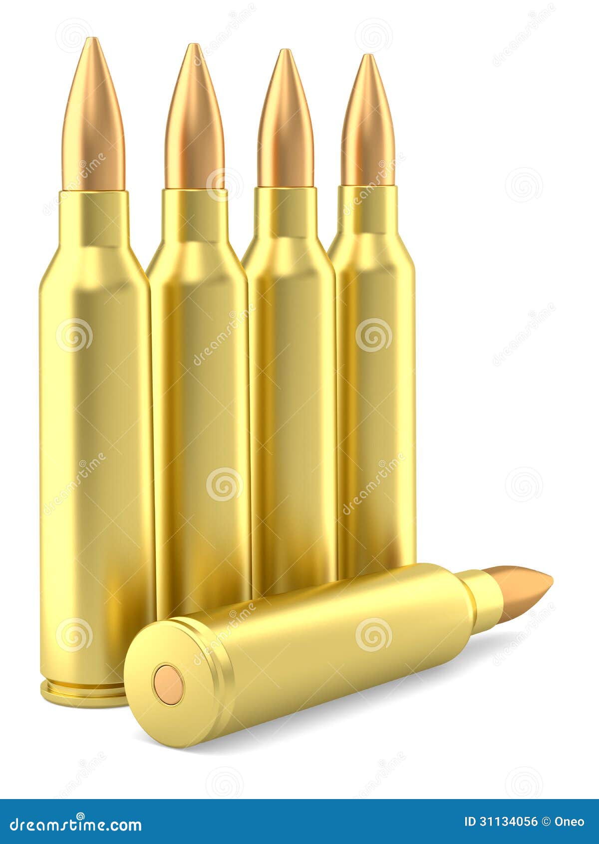 Large Caliber Rifle Ammunition Cartridges on White Stock Illustration ...