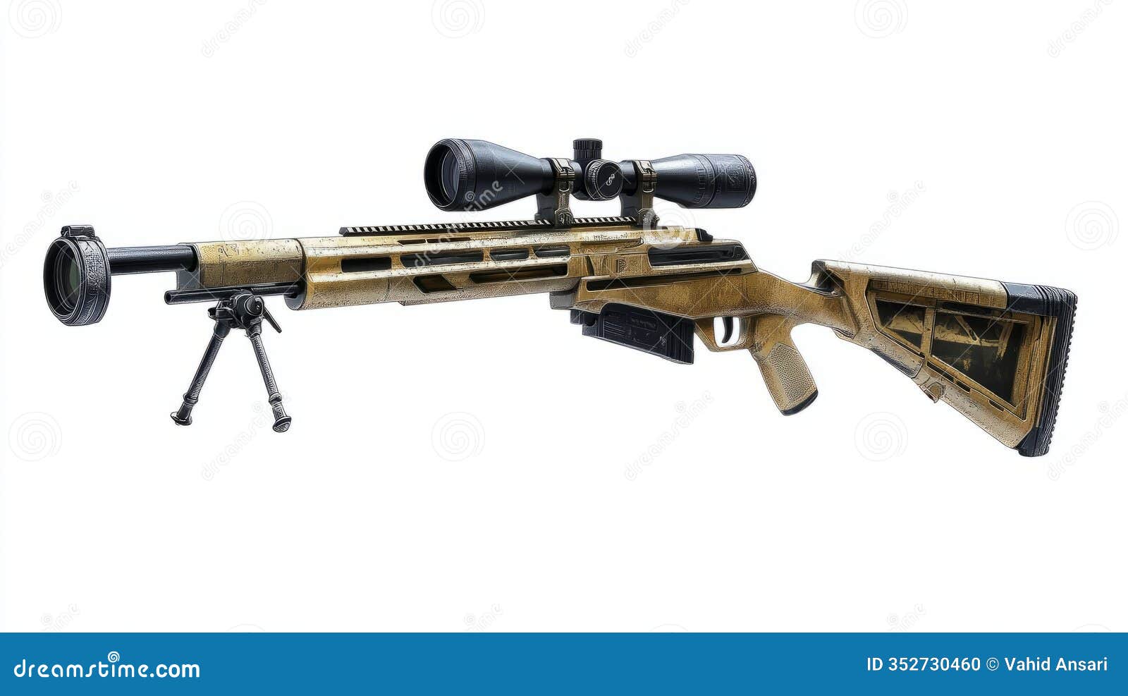 Large Caliber Sniper Rifle. Long Range Weapon. Isolate on a White ...