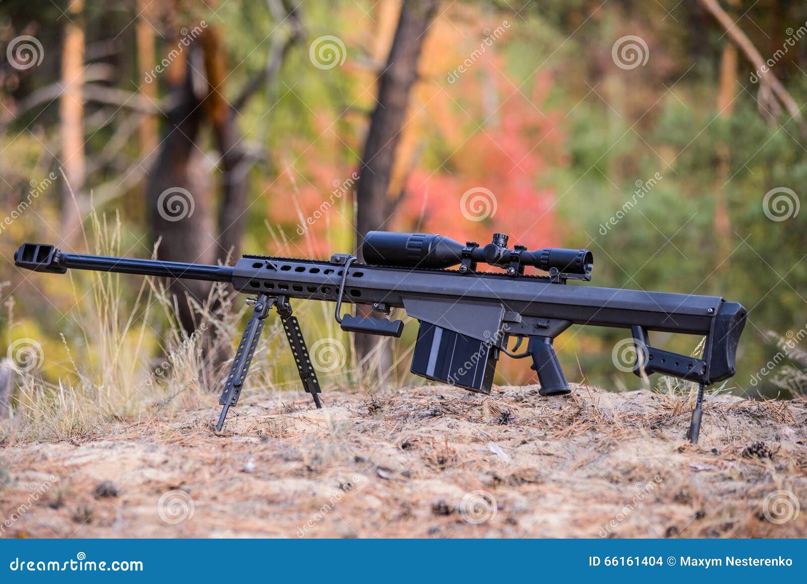 Large Caliber Sniper Rifle with Telescopic Sight Stock Photo - Image of ...