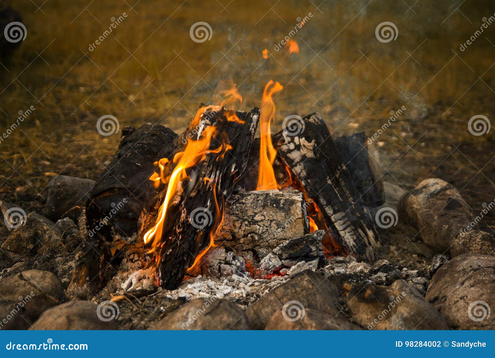 Large Campfire, Bonfire Outdoors with Burning Coals and Flames Stock ...