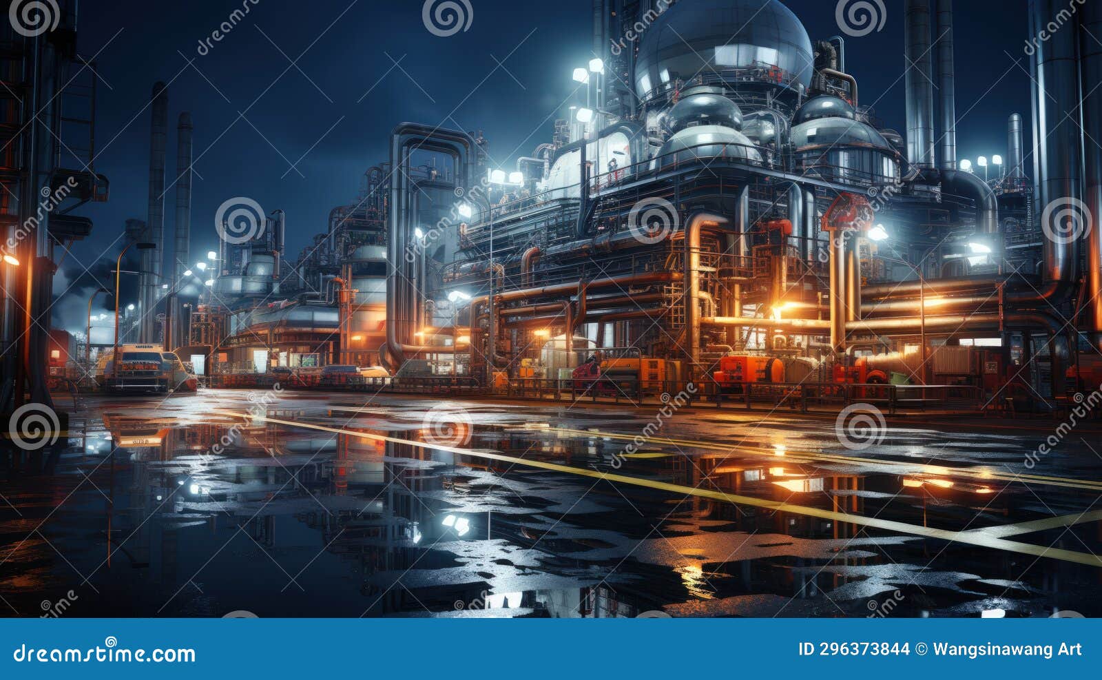 Large Capacity Ammonia Production Workshop, Pipeline Stock Illustration ...