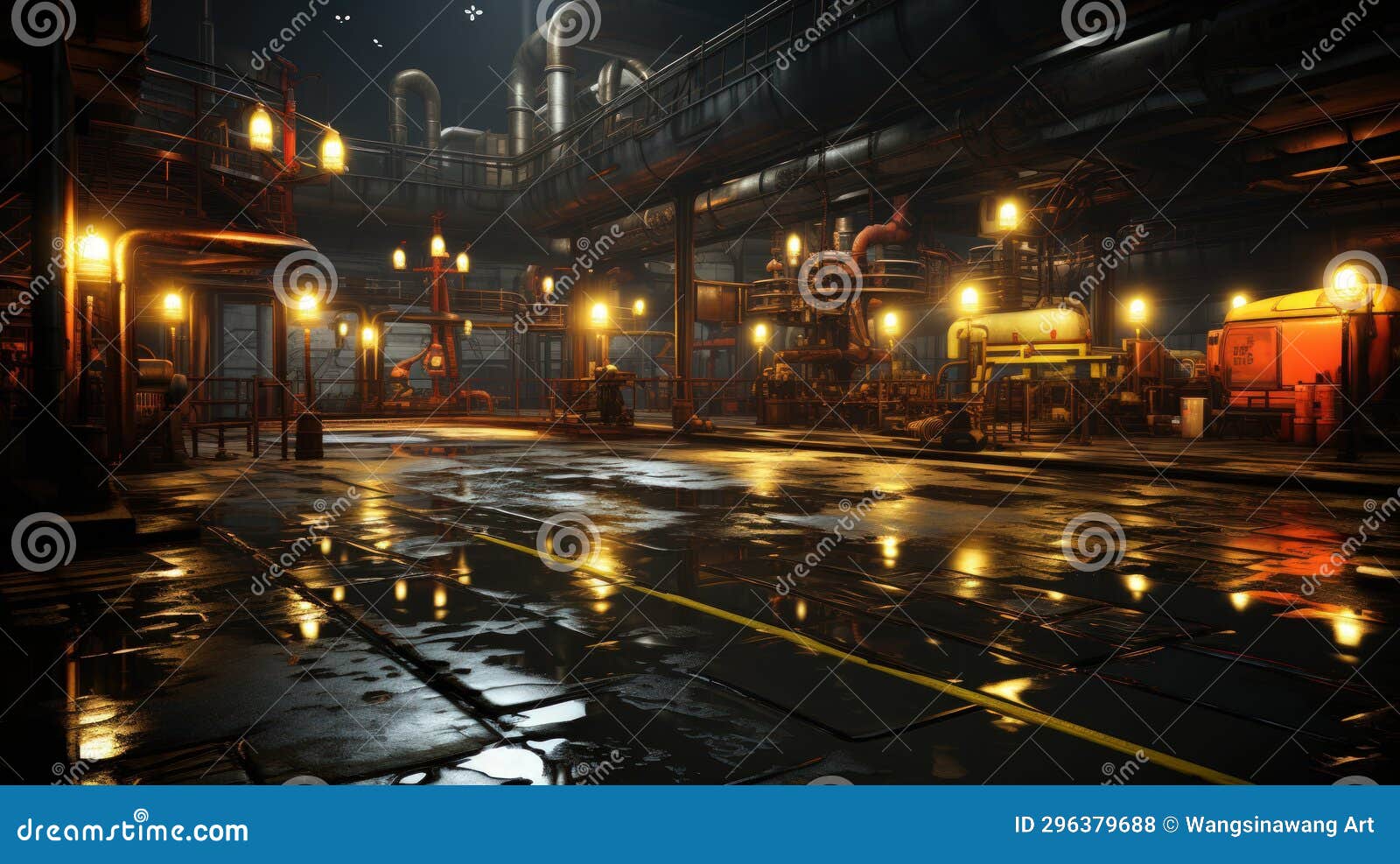 Large Capacity Ammonia Production Workshop, Pipeline Stock Illustration ...