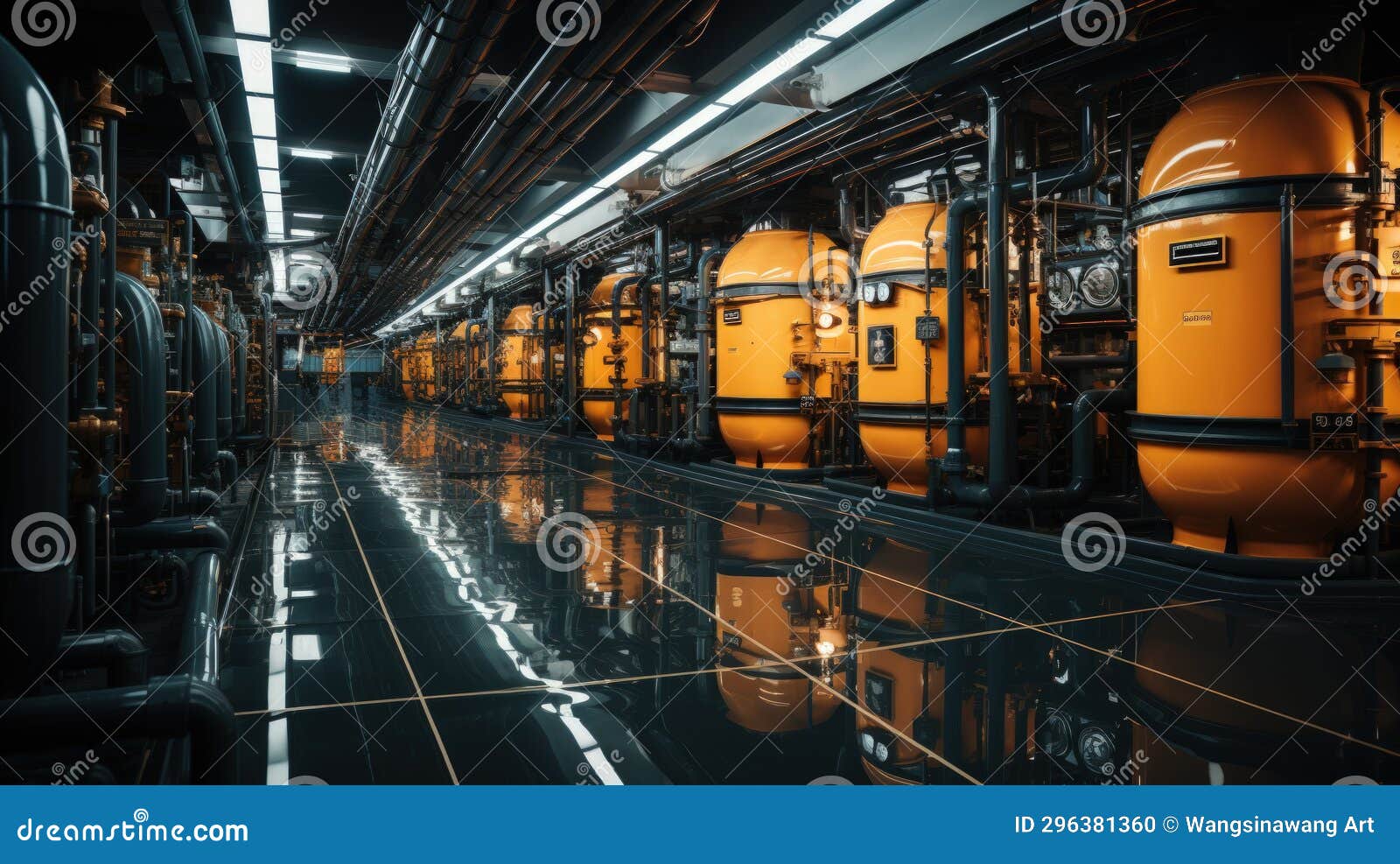 Large Capacity Ammonia Production Workshop, Pipeline Stock Illustration ...