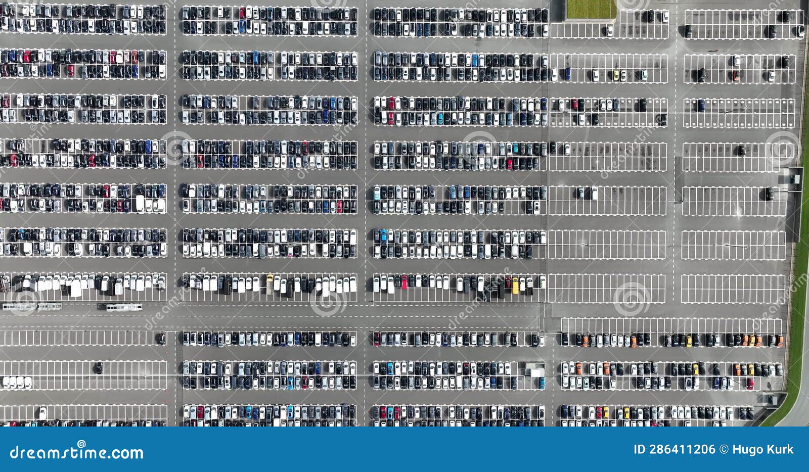 Large Car Park Top Down View Aerial Drone View. Stock Footage - Video ...