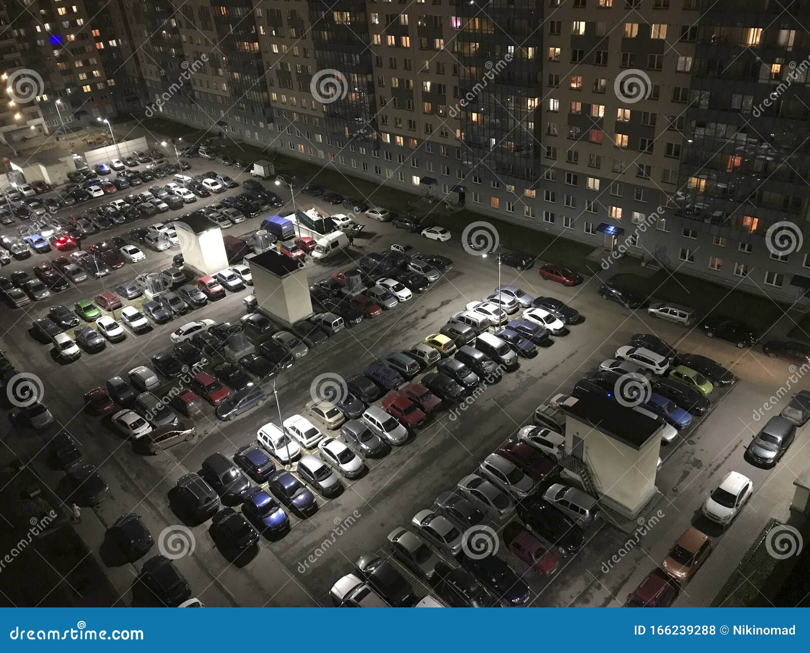 Large car parking stock photo. Image of nightcityscape - 166239288