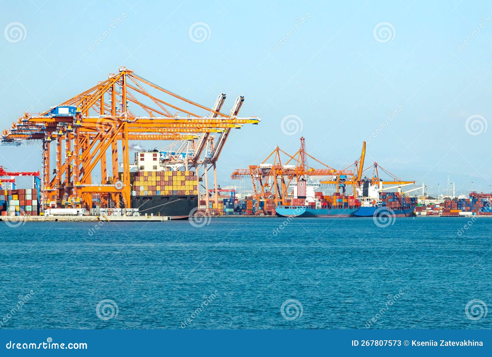 Large Cargo Container Ship Loaded with Containers in the Seaport Stock ...