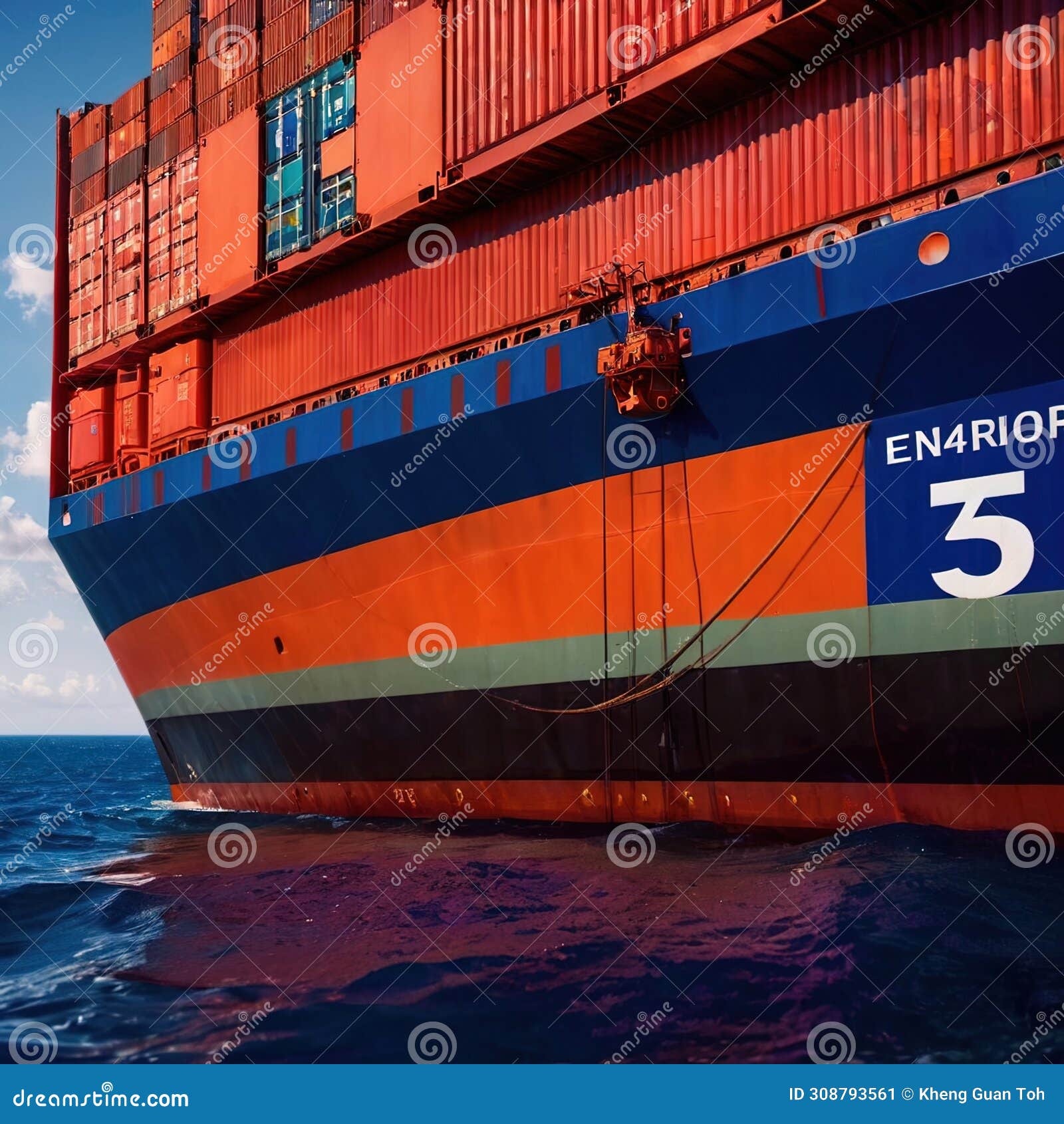 Large Cargo Container Ship, Naval Logistics Shipping Transport ...