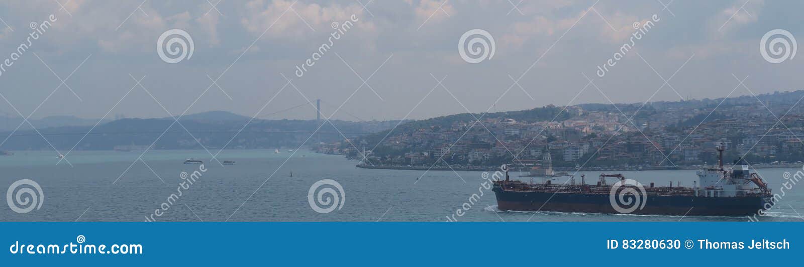 Large Cargo Container Ship Passing through Bosphorus, in Istanbul ...