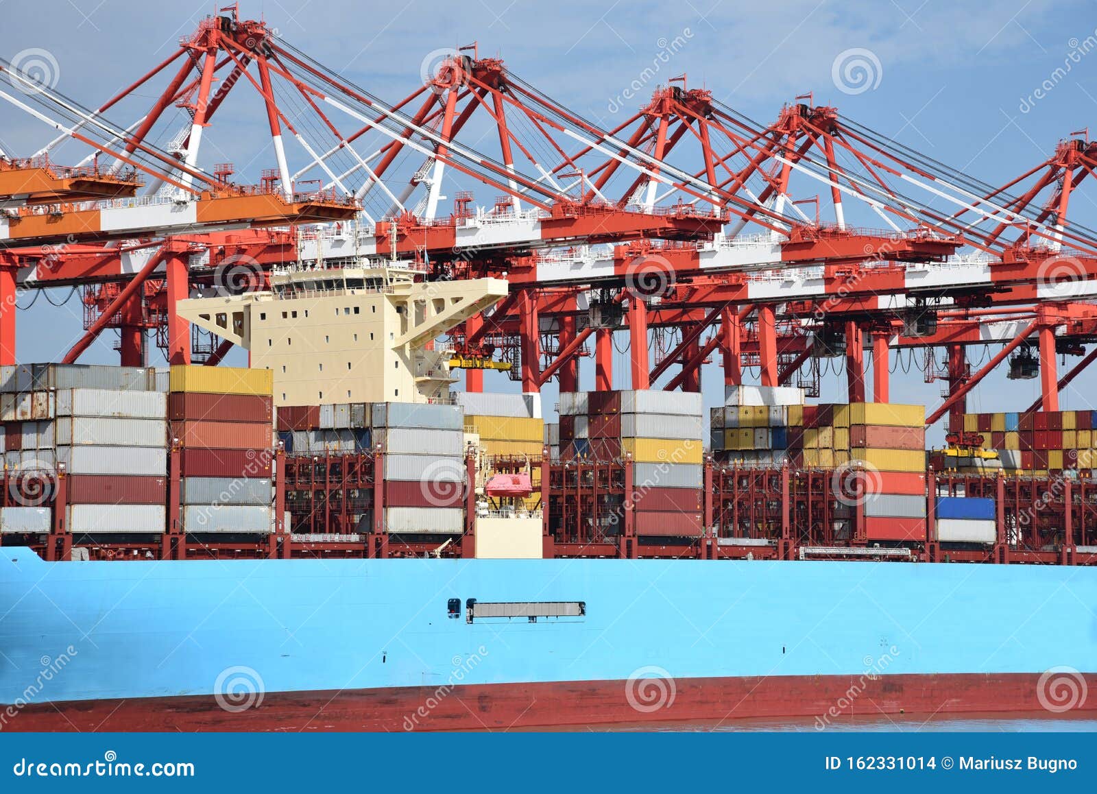 Large Cargo Container Ship in the Port of Yangshan. Stock Photo - Image ...
