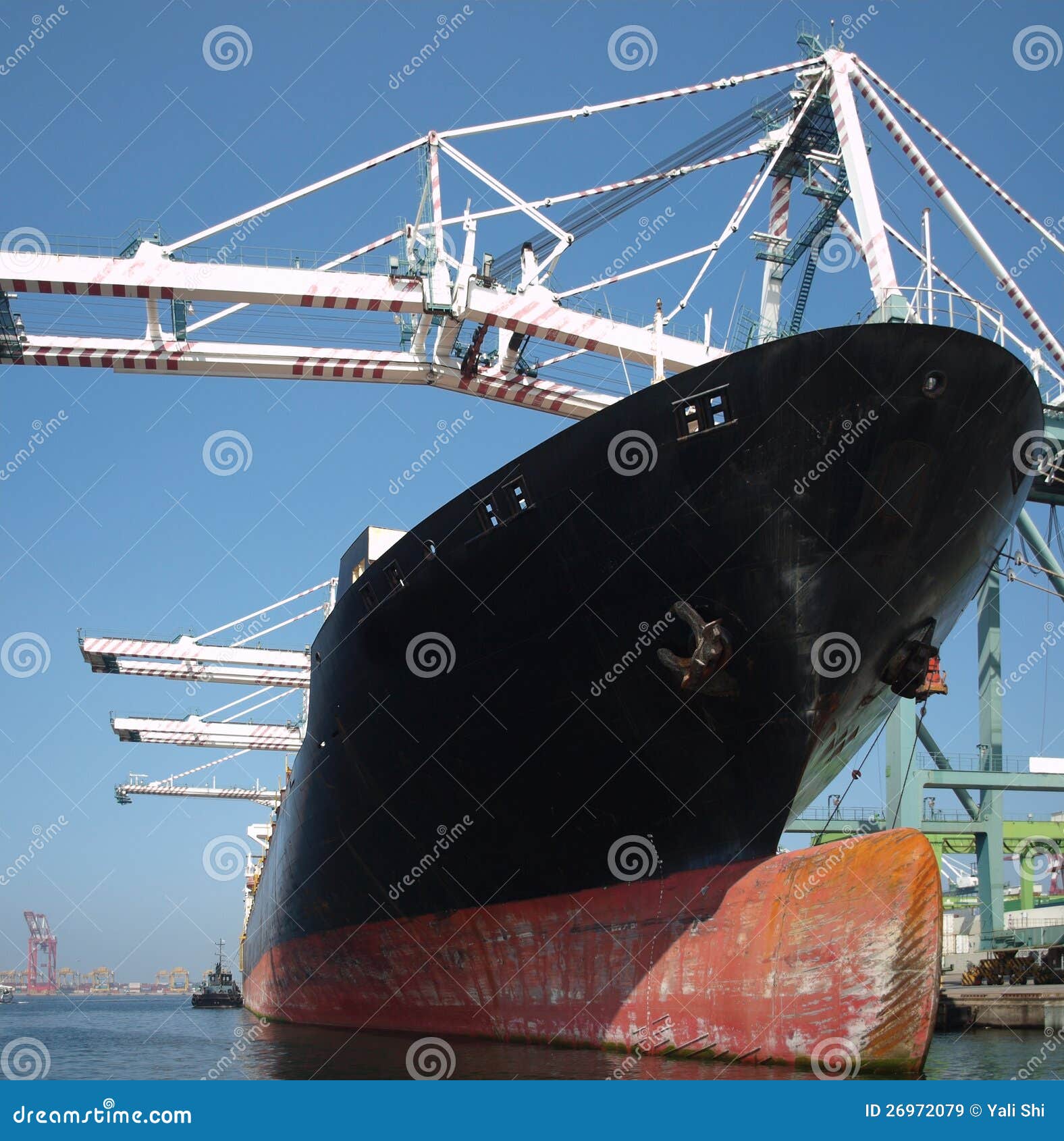 Large Cargo Ship is Being Loaded Stock Image - Image of waterline ...