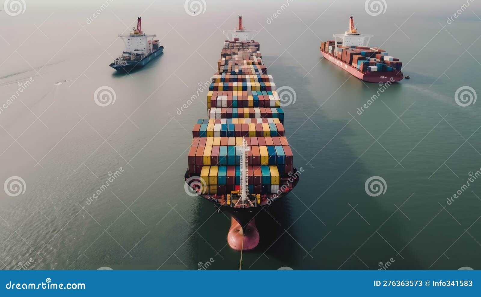 A Large Cargo Ship Being Loaded with Containers Colors Created with ...