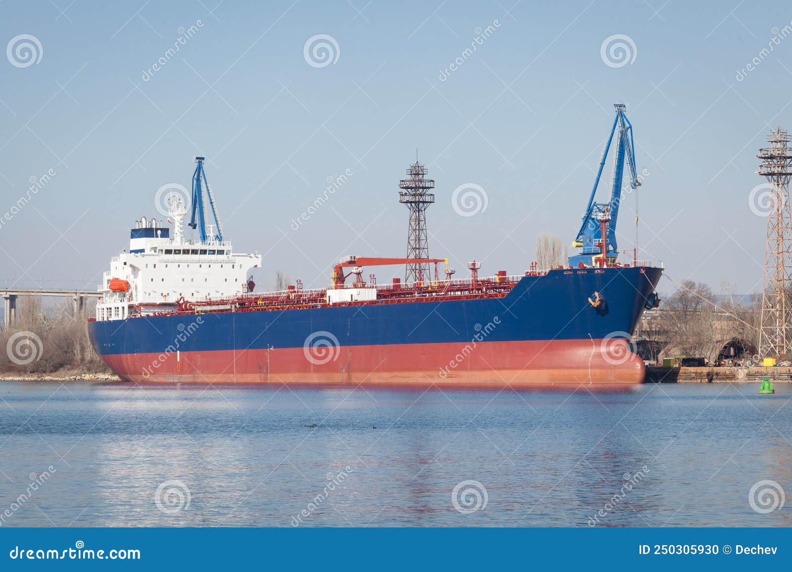 Large Cargo Ship in a Dock at Port Stock Photo - Image of harbor ...