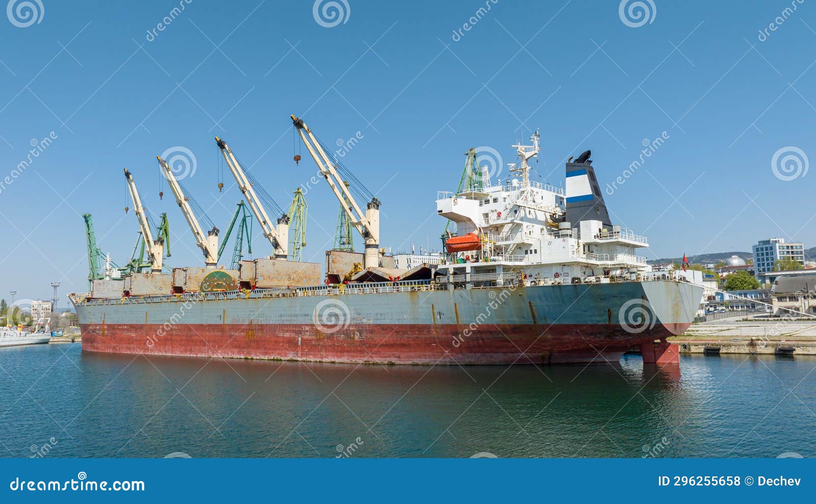 Large Cargo Ship in a Dock at Port Stock Photo - Image of sailing, ship ...