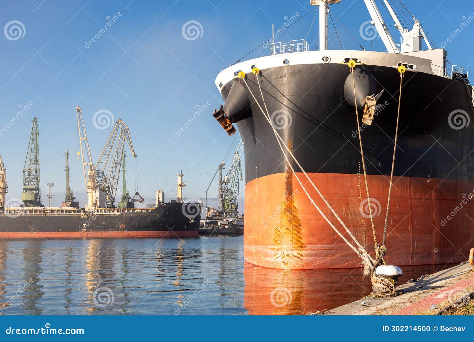 Large Cargo Ship in a Dock at Port Stock Photo - Image of storage ...