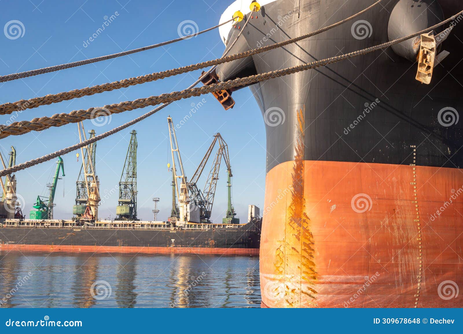 Large Cargo Ship in a Dock at Port Stock Photo - Image of freight ...