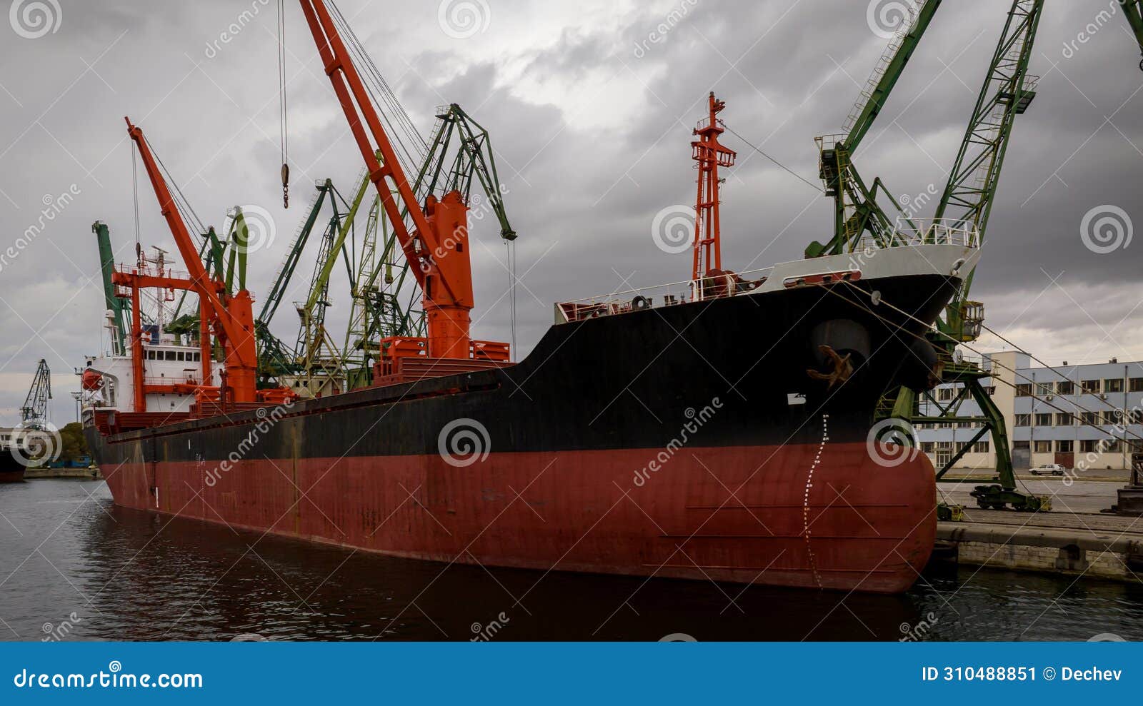 Large Cargo Ship in a Dock at Port Stock Image - Image of cargo, boat ...