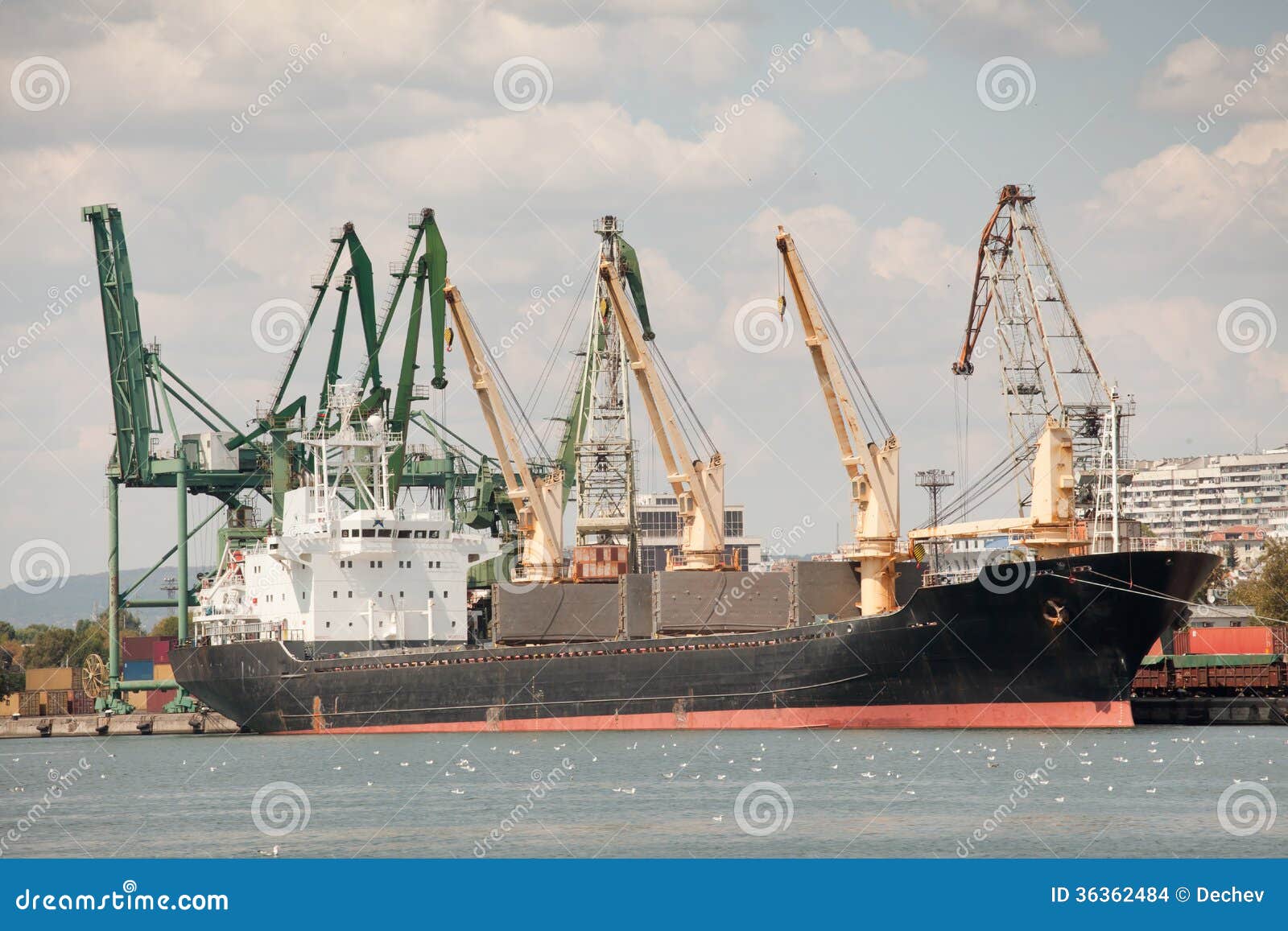 Large cargo ship in a dock stock photo. Image of cargo - 36362484