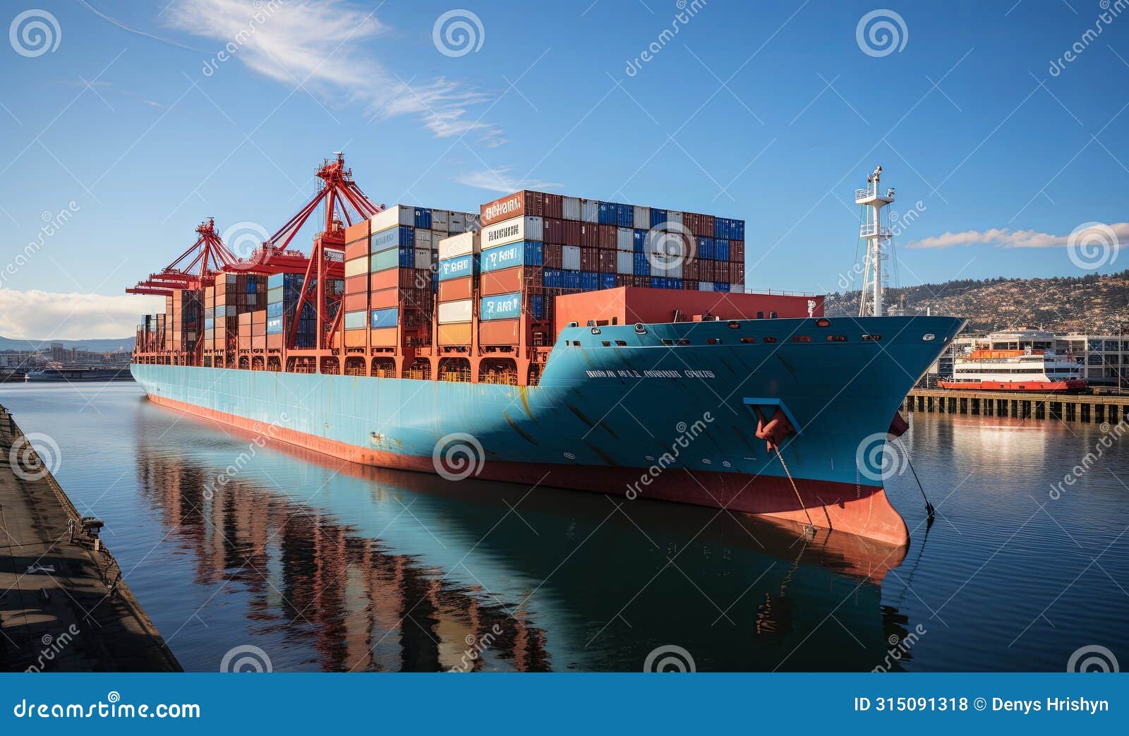 Large Cargo Ship Docked at Port Stock Photo - Image of international ...