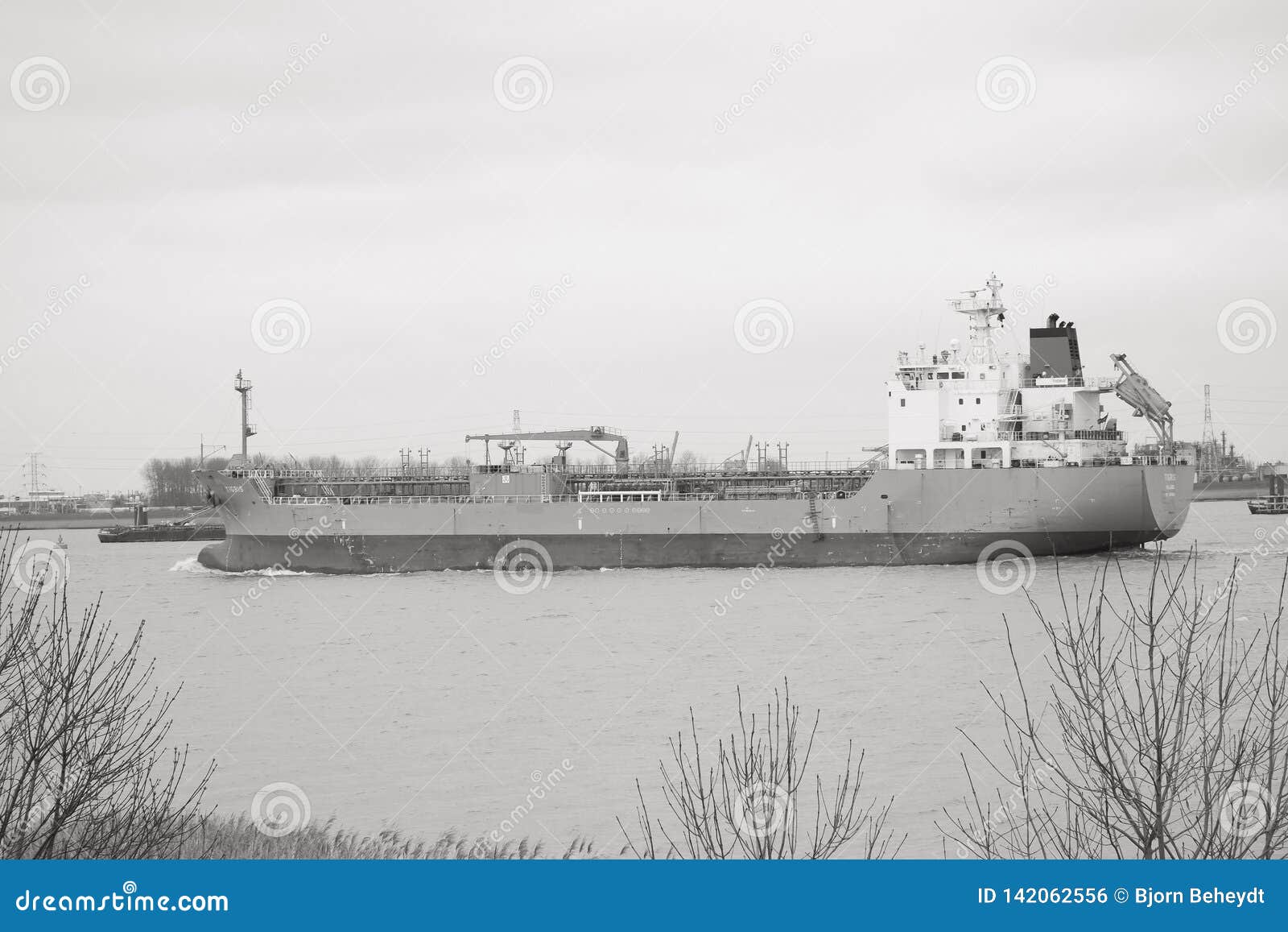 Doel, Antwerp, Belgium â€“ February 2019: Large Cargo Ship in the ...