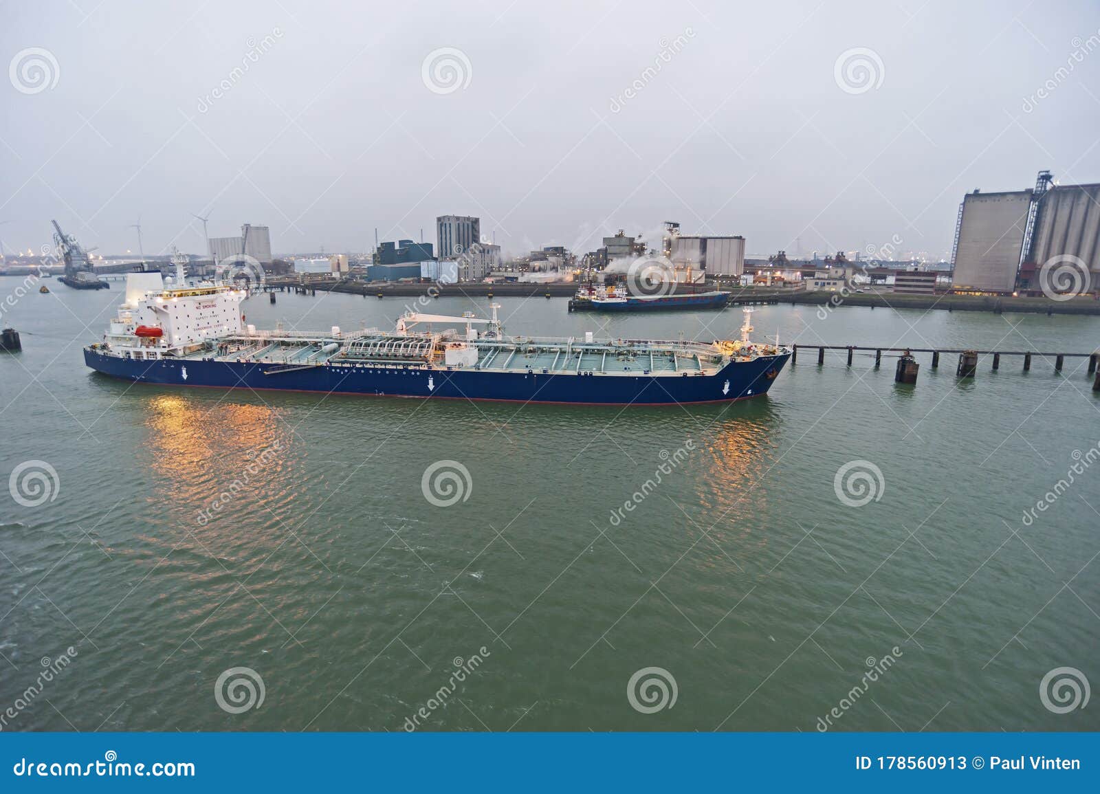 Large Cargo Ship in Commercial Docks Stock Image - Image of docks ...