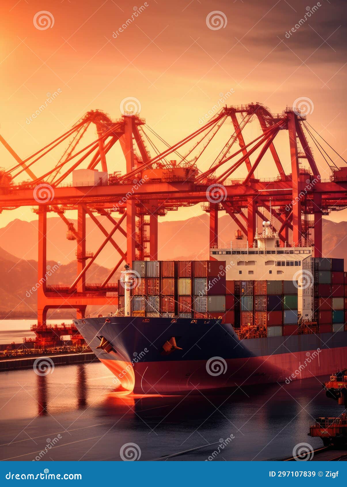 Large Cargo Ship, Possibly Container Ship, Traveling through Water. it ...