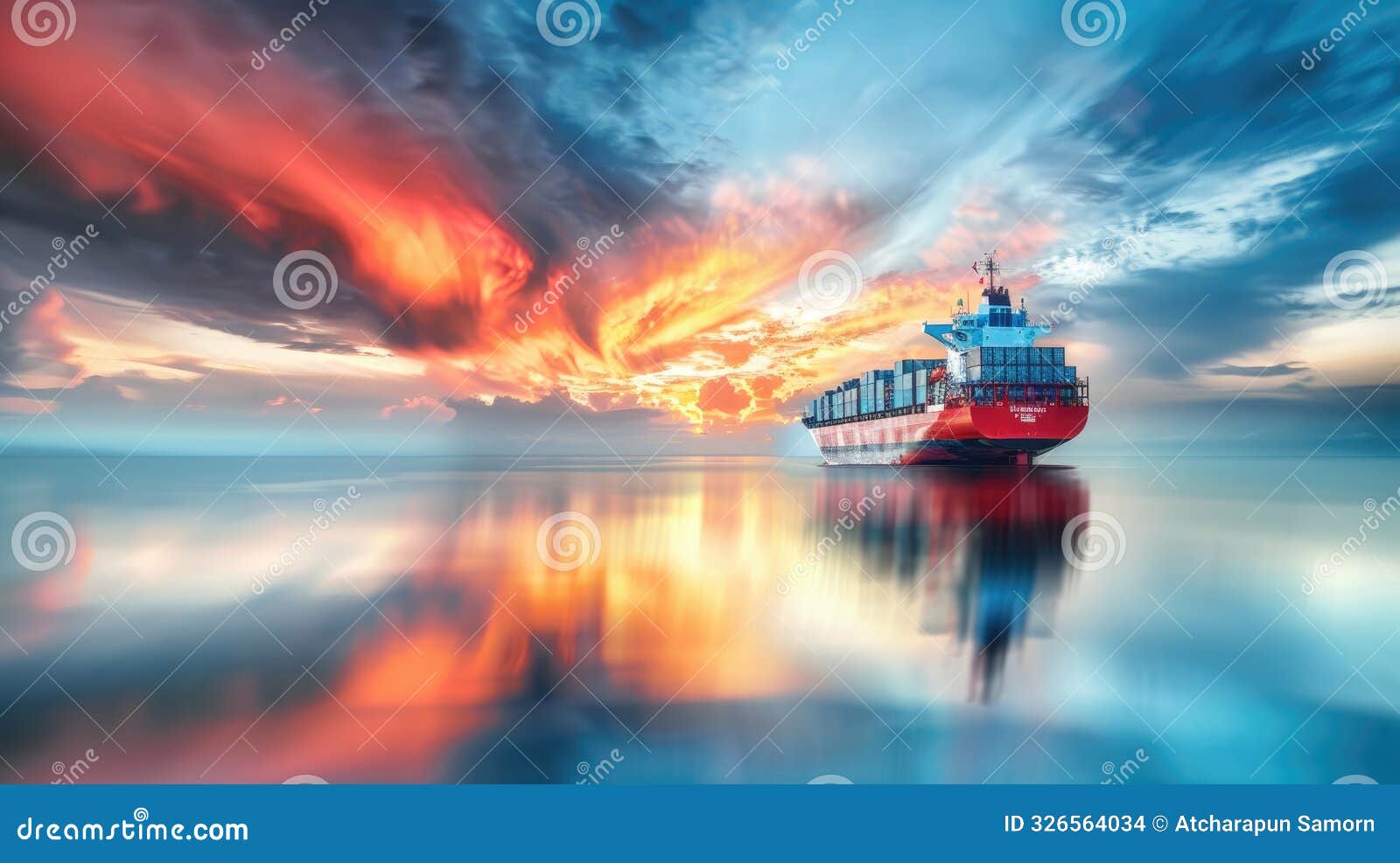 A Large Cargo Ship is Sailing through the Ocean on a Beautiful Stock ...