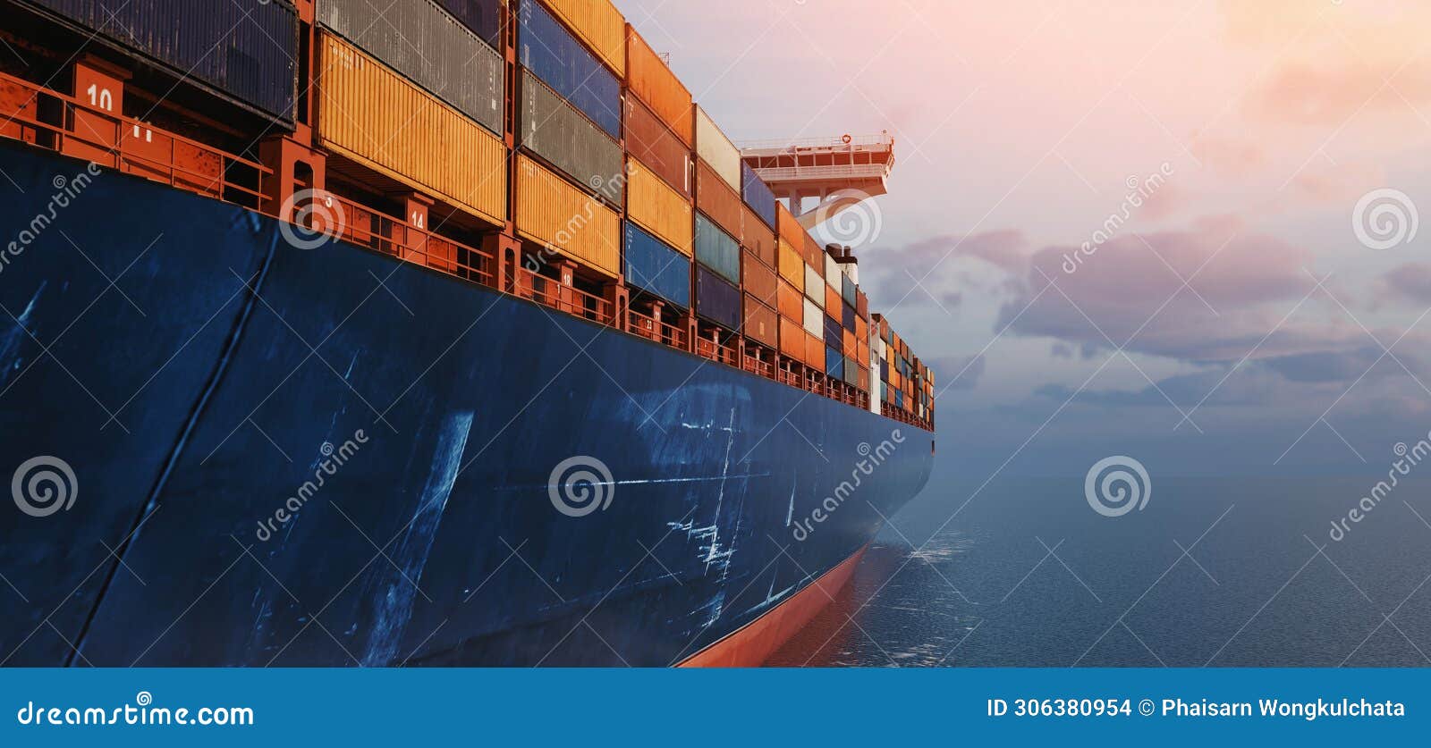 A Large Cargo Ship Sailing in the Ocean. the Ship Can Carry a Full Load ...