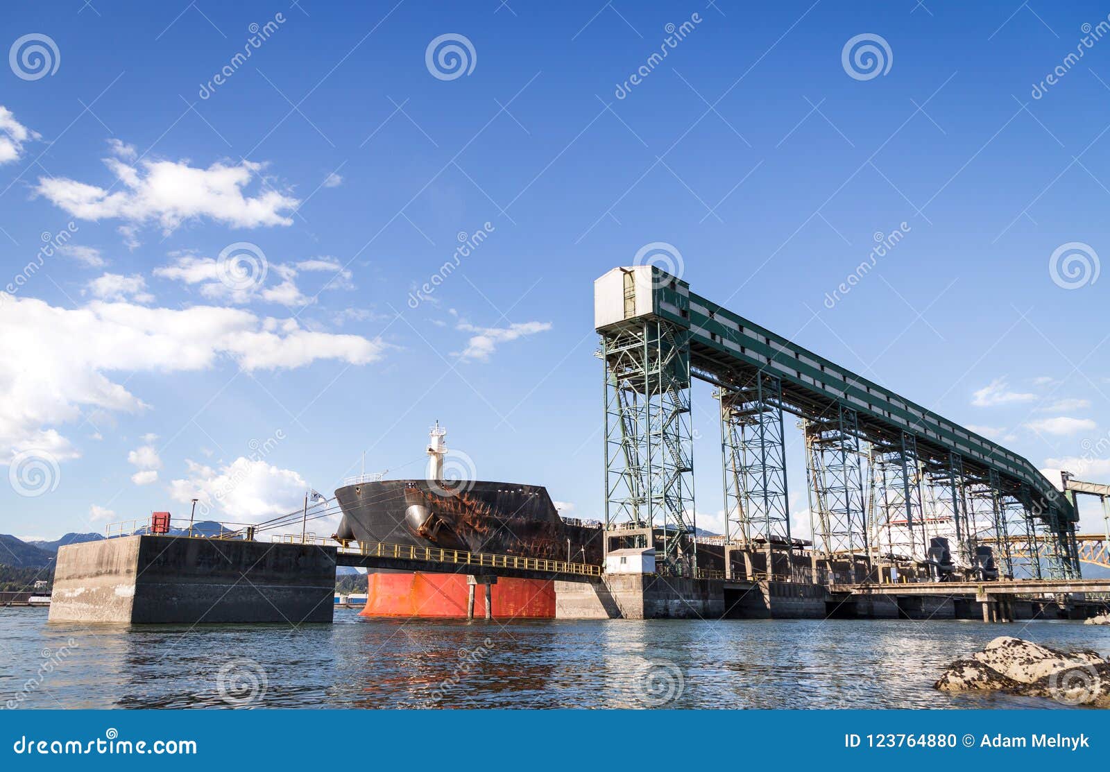 Large Cargo Ship Stationed at a Grain Terminal in Vancouver. Stock ...