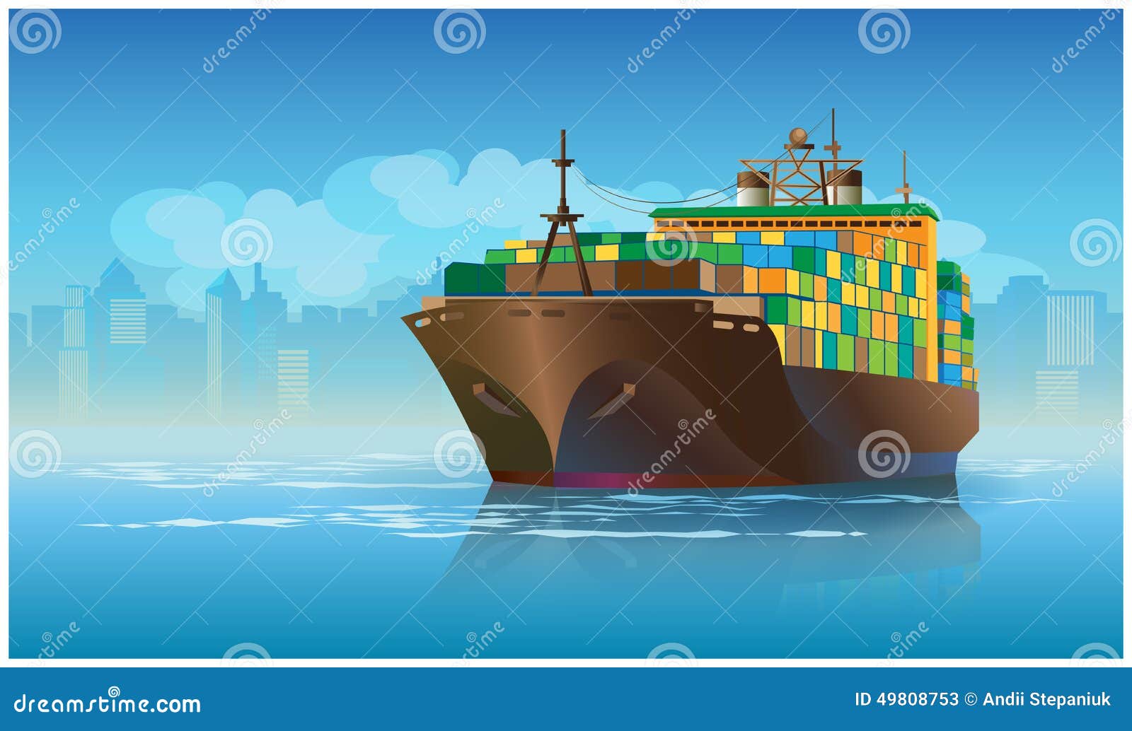 Large cargo ship stock vector. Illustration of export - 49808753
