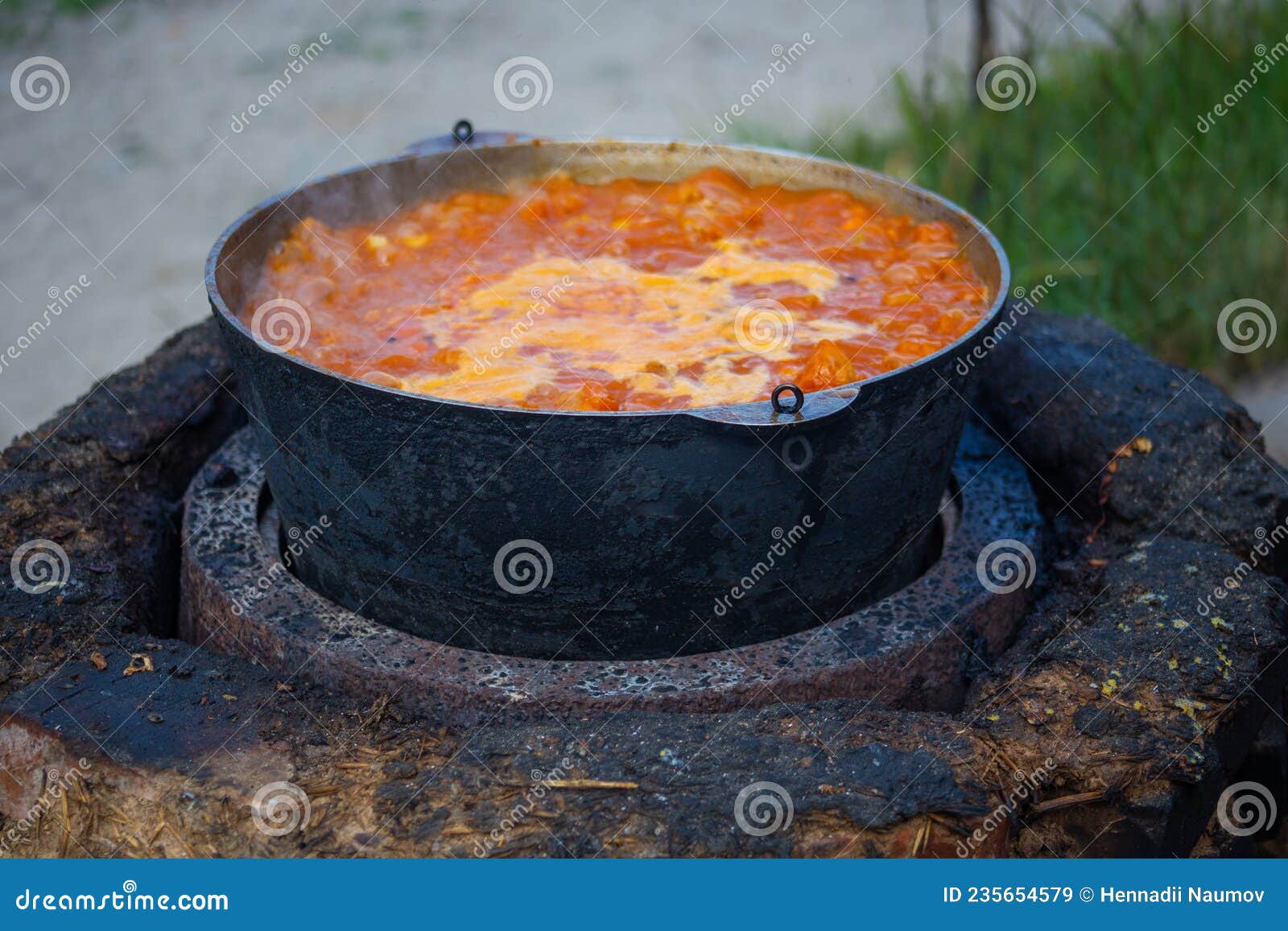 Large Cauldron with a Fluffy Soup on the Street Stock Image - Image of ...